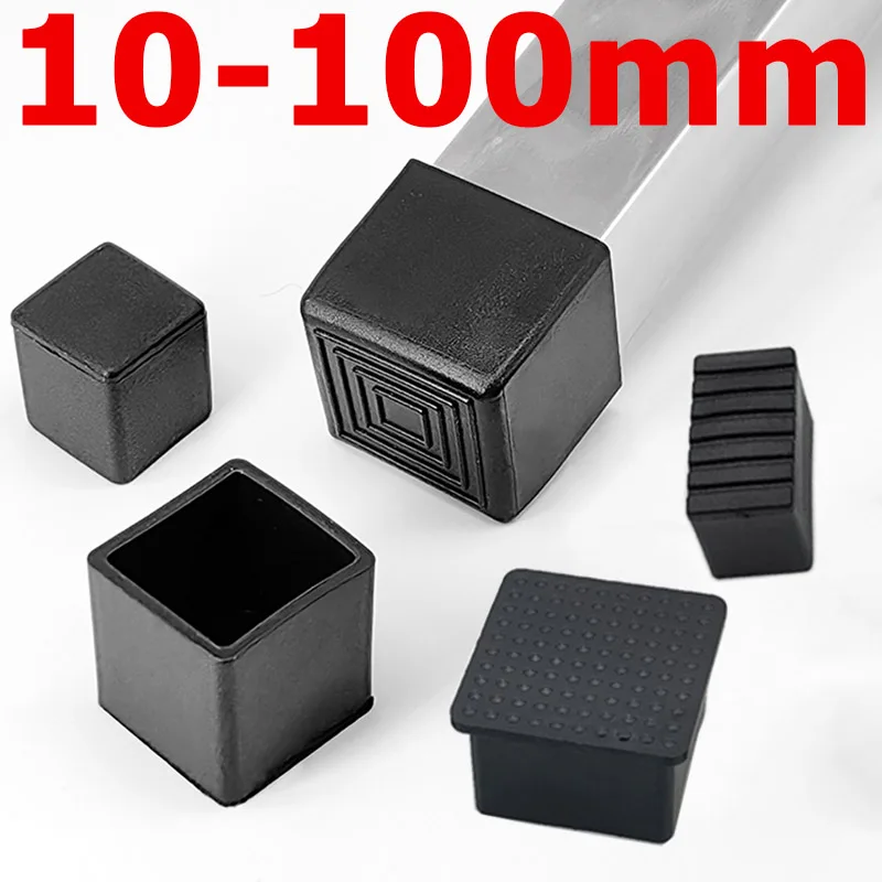 1-4pcs-Square-Black-PVC-Soft-Rubber-Pipe-Sleeve-Tube-Cap-Table-Chair ...