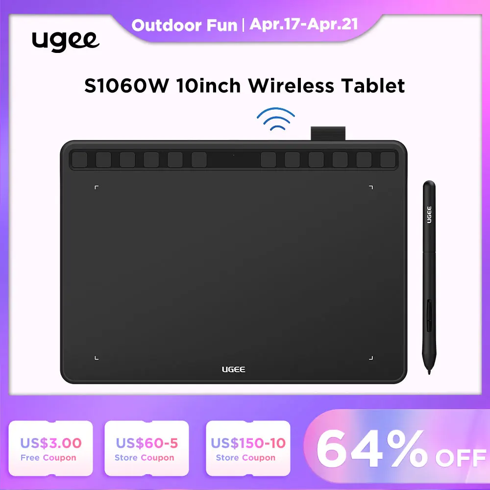 UGEE S1060 10 인치 안드로이드 드로잉 태블릿 디지털 그래픽 펜 태블릿, 어린이 아트 지원 윈도우/맥 OS ...