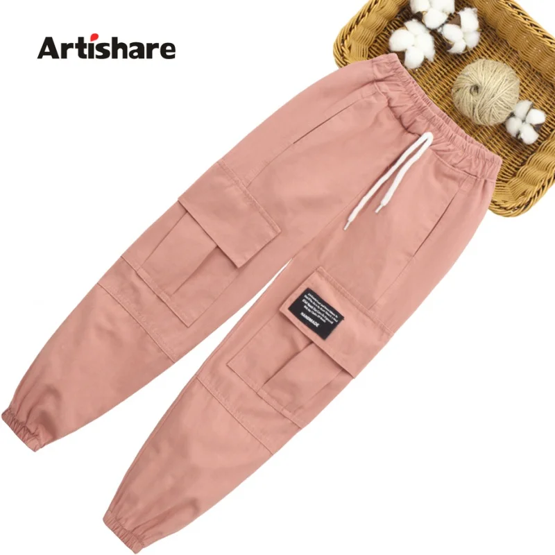 Girls Trousers Pants Letter Cargo Pants For Girls Pockets Children ...