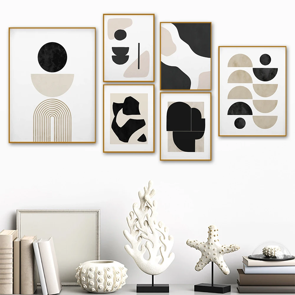 Modern-Wall-Art-Poster-and-Print-Minimalist-Painting-Black-Gray-Beige ...