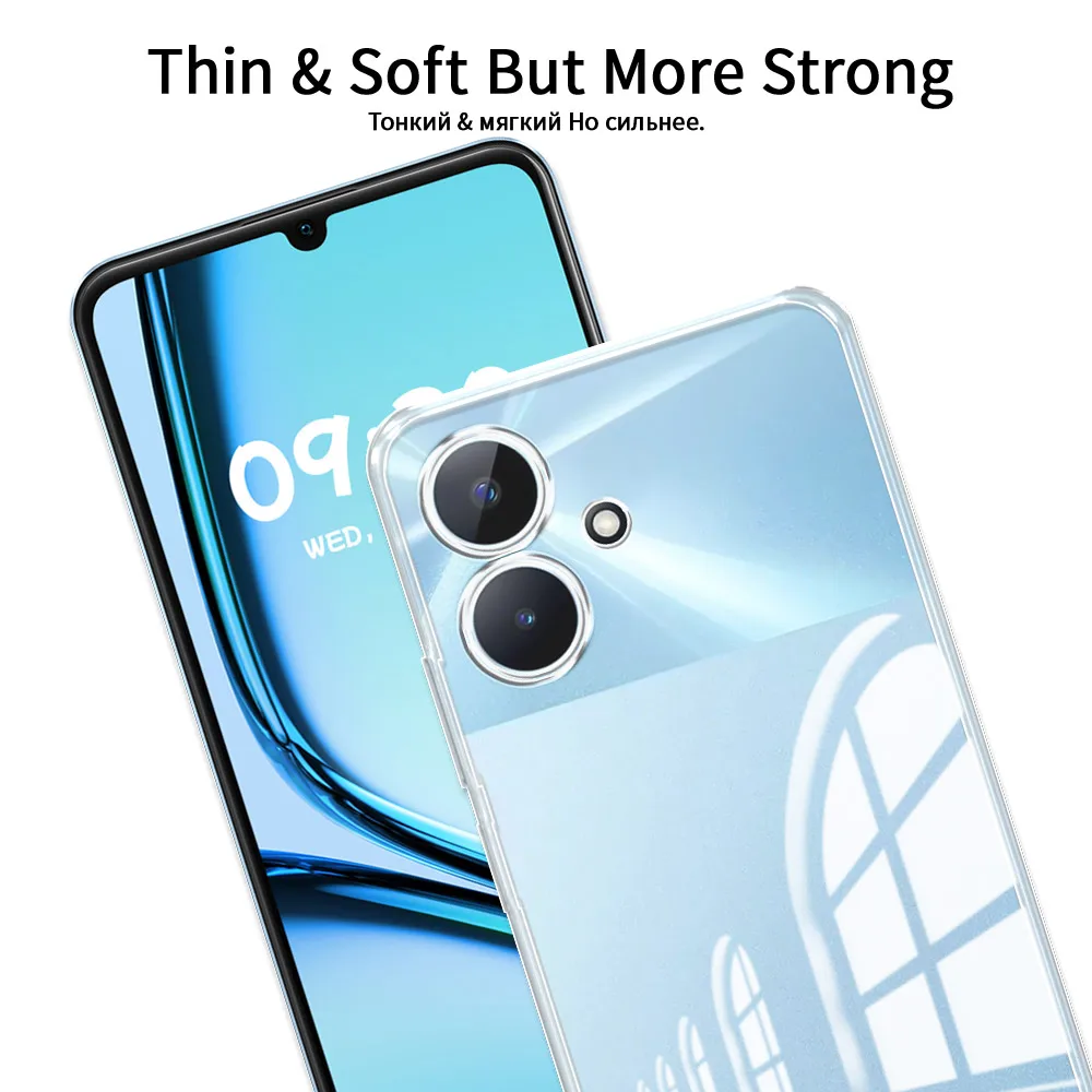 Чехол для Realme Note 60, прозрачный силиконовый мягкий чехол для ...