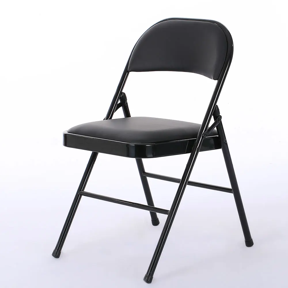 6pcs Elegant Foldable Iron & PVC Chairs for Convention & Exhibition Black
