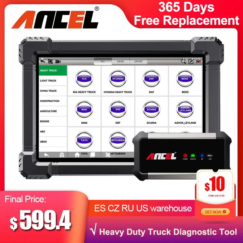 Ancel X7 Hd Heavy Duty Truck Diagnostic Tool Professional Full System ...