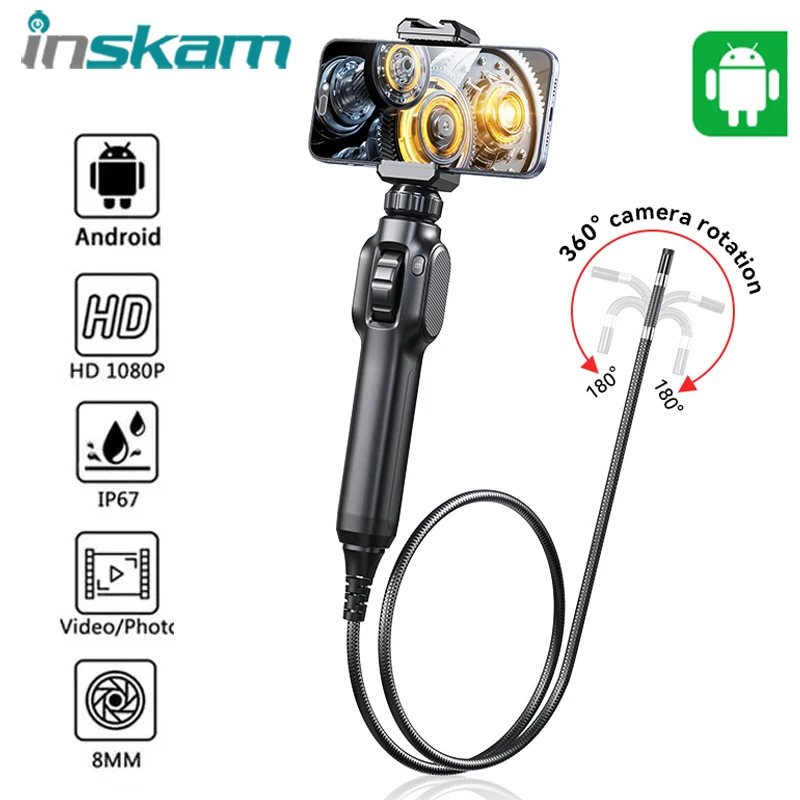 Articulating Borescope 1080P Two-Way 360° Endoscope Camera 8.5mm IP67 ...