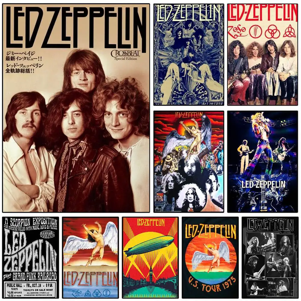 Band Led Zeppelin Poster Art With Prints Home Bedroom Living Room ...