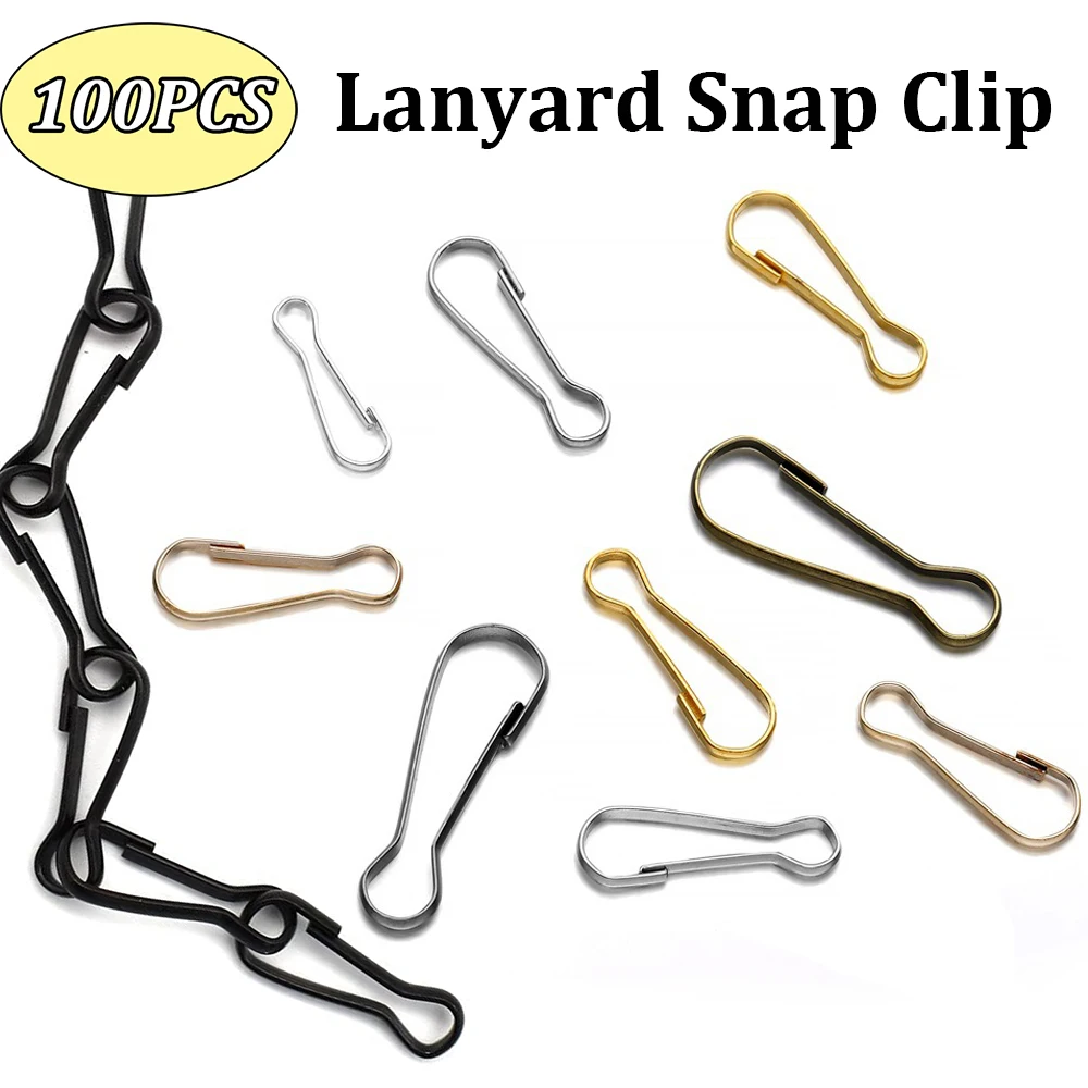 100PCS-Lanyard-Snap-Clip-Stainless-Steel-Lanyard-Detachable-Spring ...