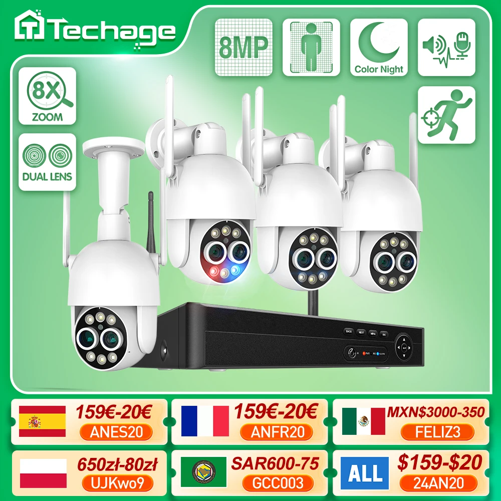 Techage-PTZ-8MP-Dual-Lens-8CH-Wireless-Surveillance-Security-System ...