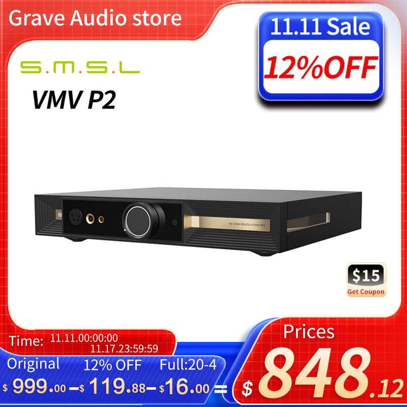 SMSL-VMV-P2-Headphone-Amplifier-Fully-Balanced-Amp-Hi-Res-High-32ohmns-6W-Balanced-Unbalanced ...