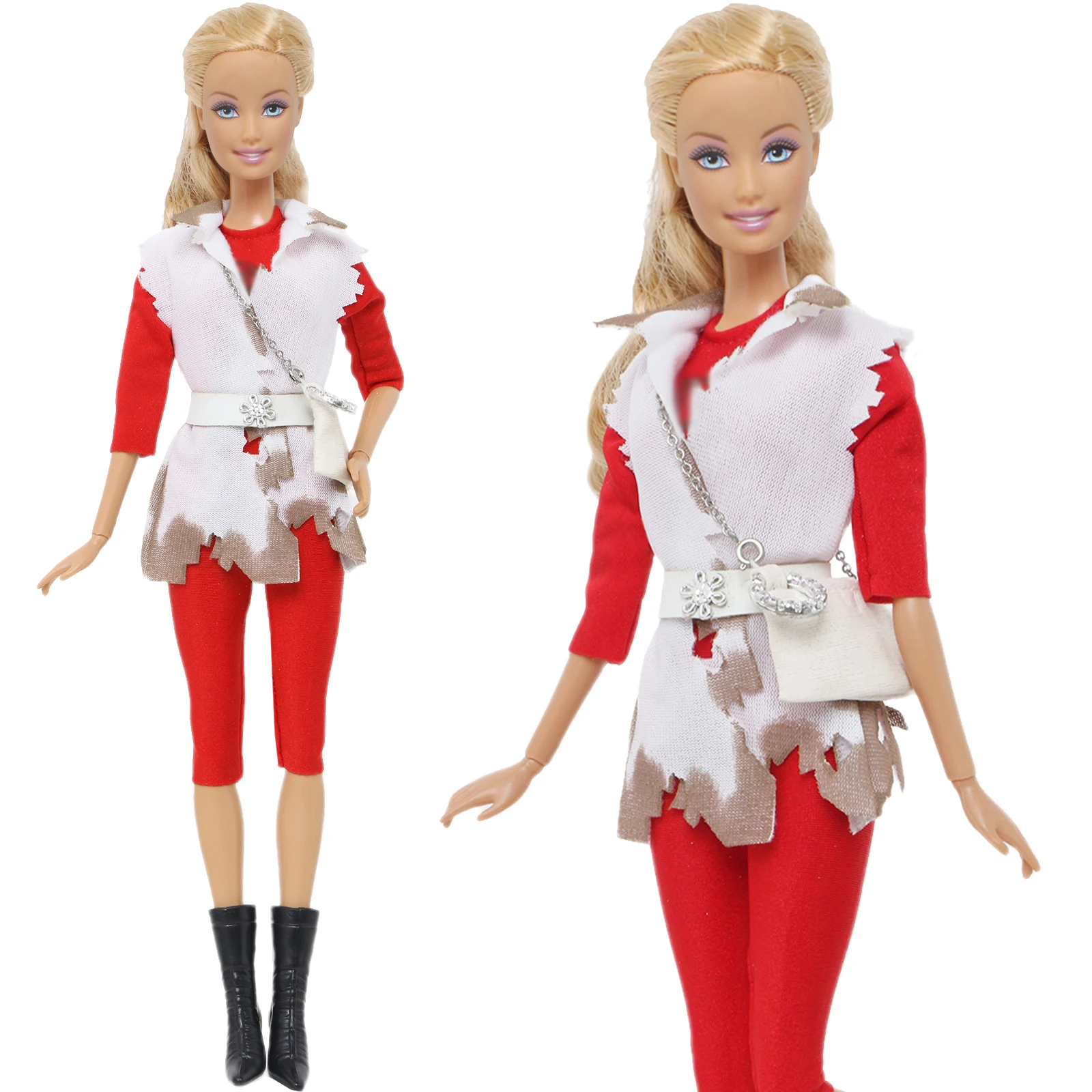 Modern-Clothes-for-Barbie-Doll-Cool-Jacket-Coat-Boots-Shoes-Red ...