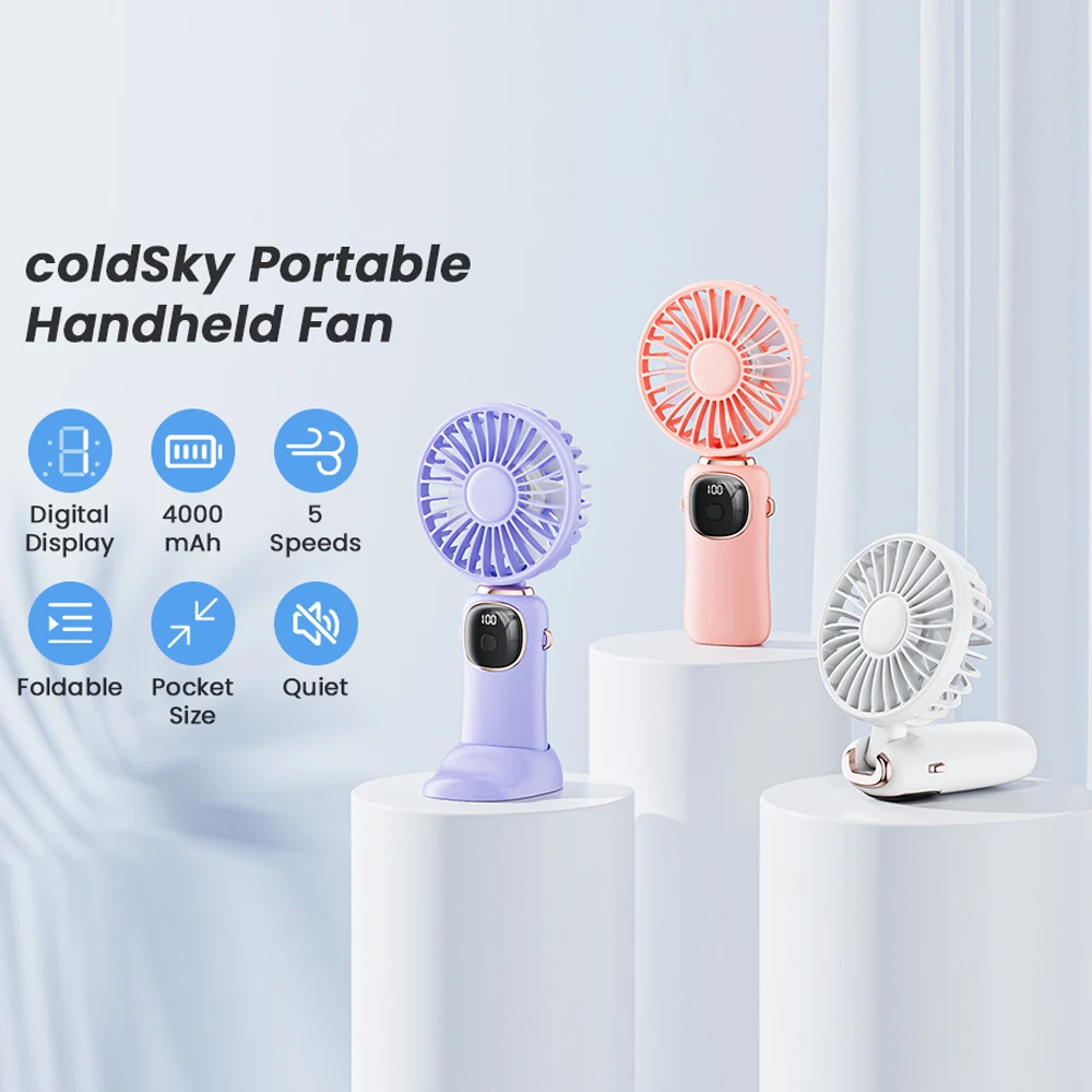 coldSky-Portable-Fan-5-Speeds-USB-Rechargeable-Handheld-Fan-4000mAh ...