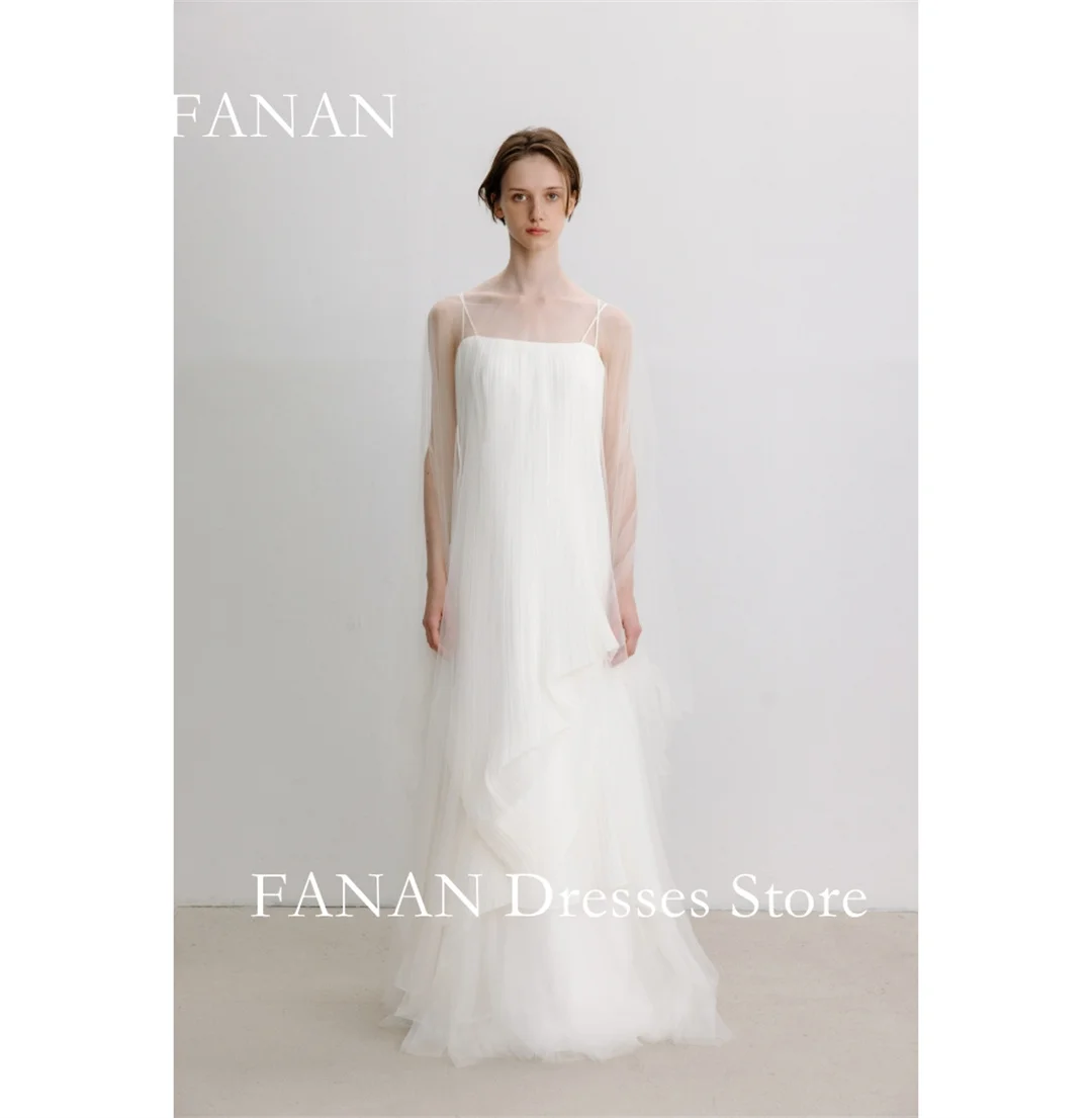 Fanan-Korea-Two-Pieces-Ivory-Wedding-Dresses-Tulle-A-Line-Ruched-Custom ...