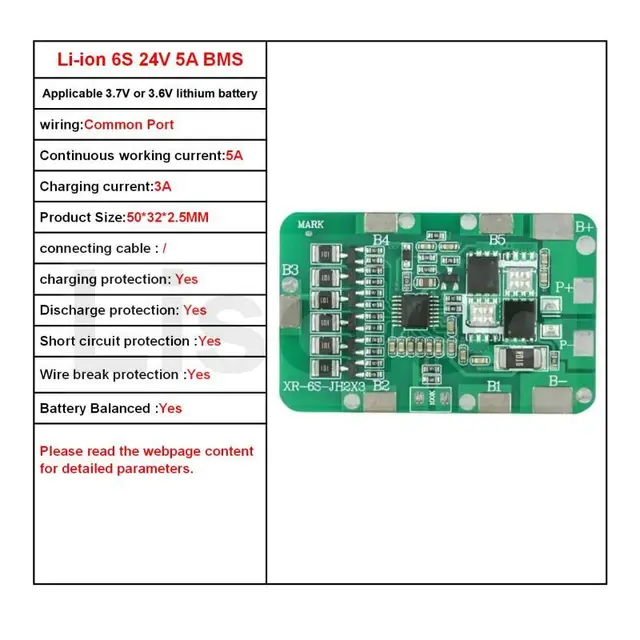 BMS 6S 24V with Balance Protection Board 5A 8A 10A 20A 30A 40A 18650 ...