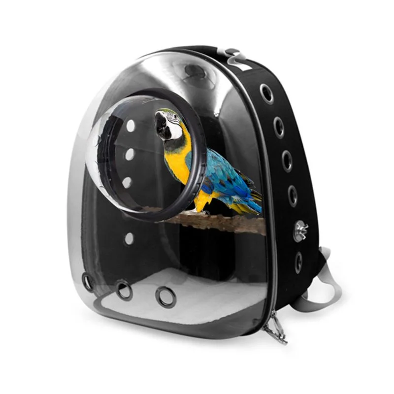 Portable-Parrot-Carrier-Backpack-for-Bird-Travel-Cage-with-Wood ...