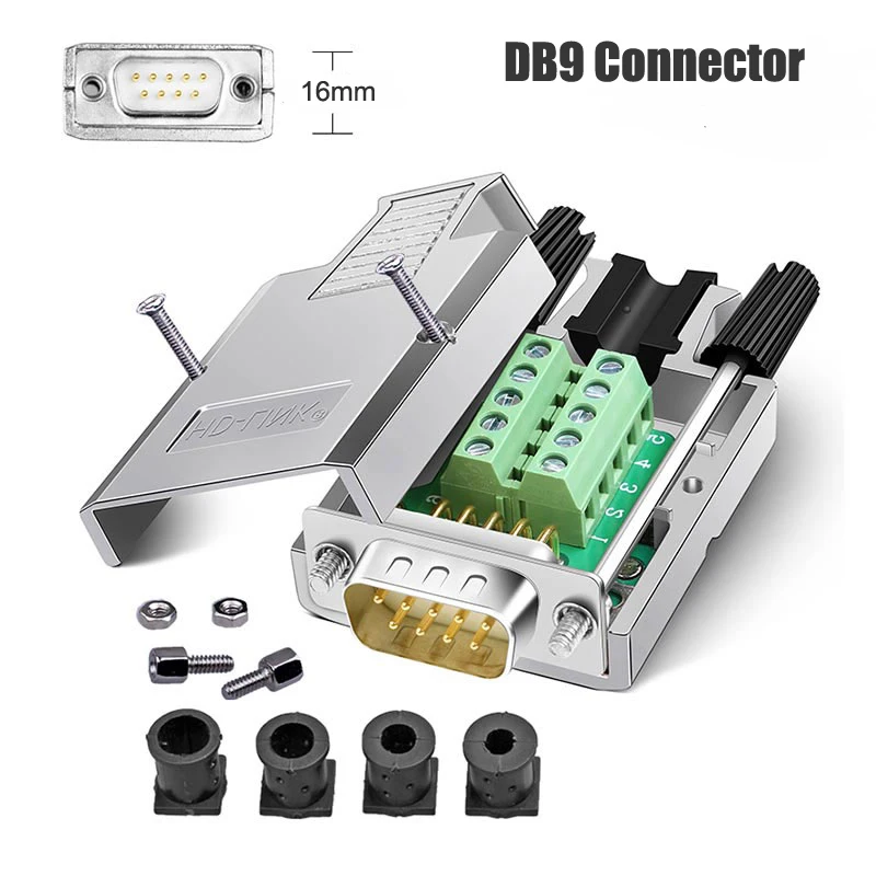 Solder-free-DB9-Connector-Metal-Shell-D-SUB-9-pin-RS232-COM-Serial-Port ...
