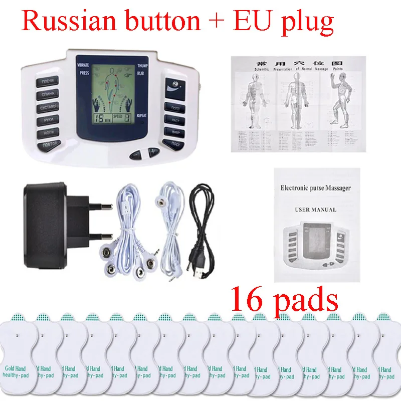 16 Pads Jr309 Ems Tens Massage Unit English Or Russian Electrical Pulse ...