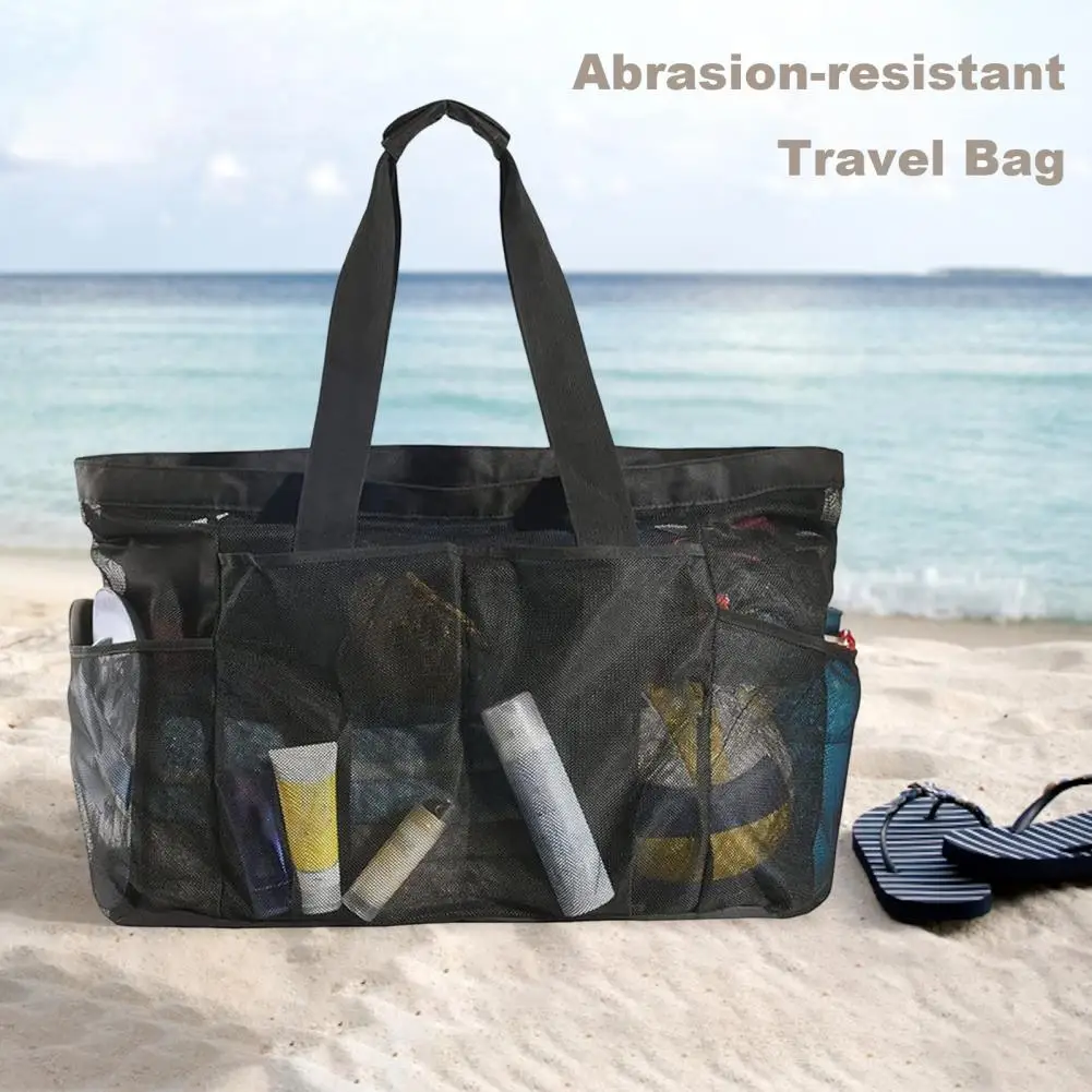Organizer Bag Capacity Beach Bag with Multi Pockets Tear-resistant Mesh ...