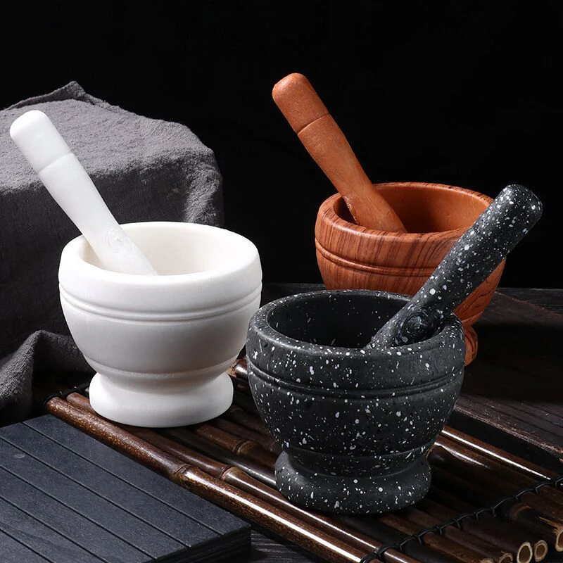 2Pcs/Set Plastic Mortar Pestle Garlic Herb Spice Mixer Grinder Grinding ...