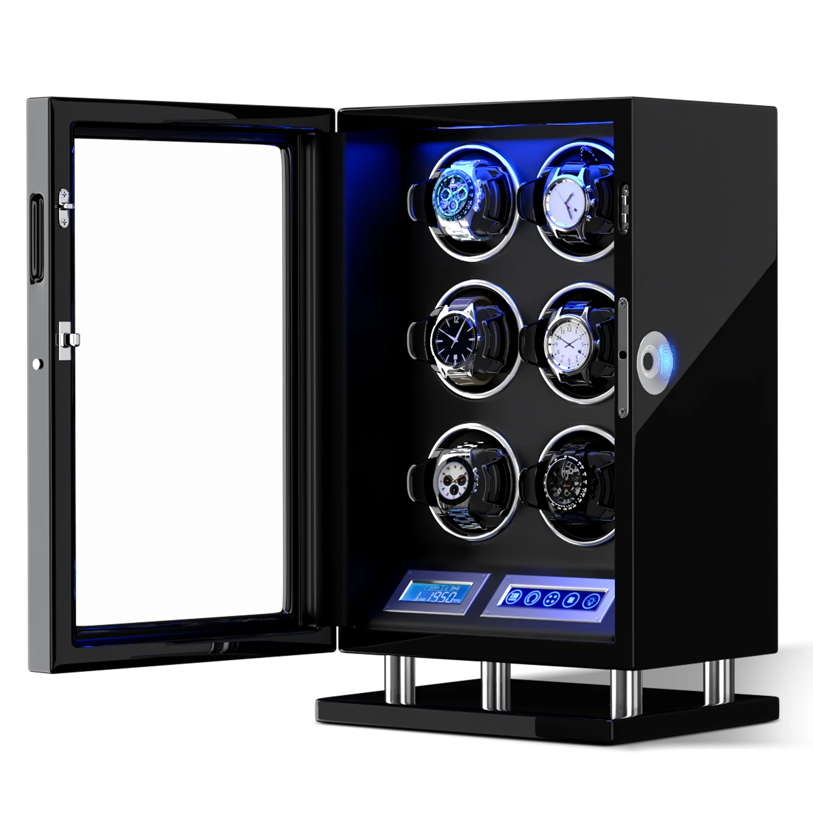 Automatic Watch Winder Box Fingerprint Unlock with LCD Touchscreen ...