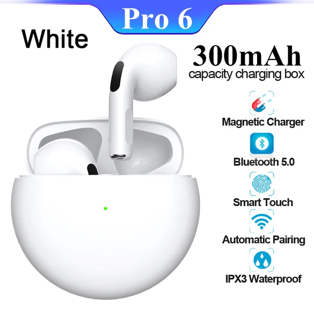 Air Pro 6-auriculares TWS inalámbricos por Bluetooth, miniauriculares ...