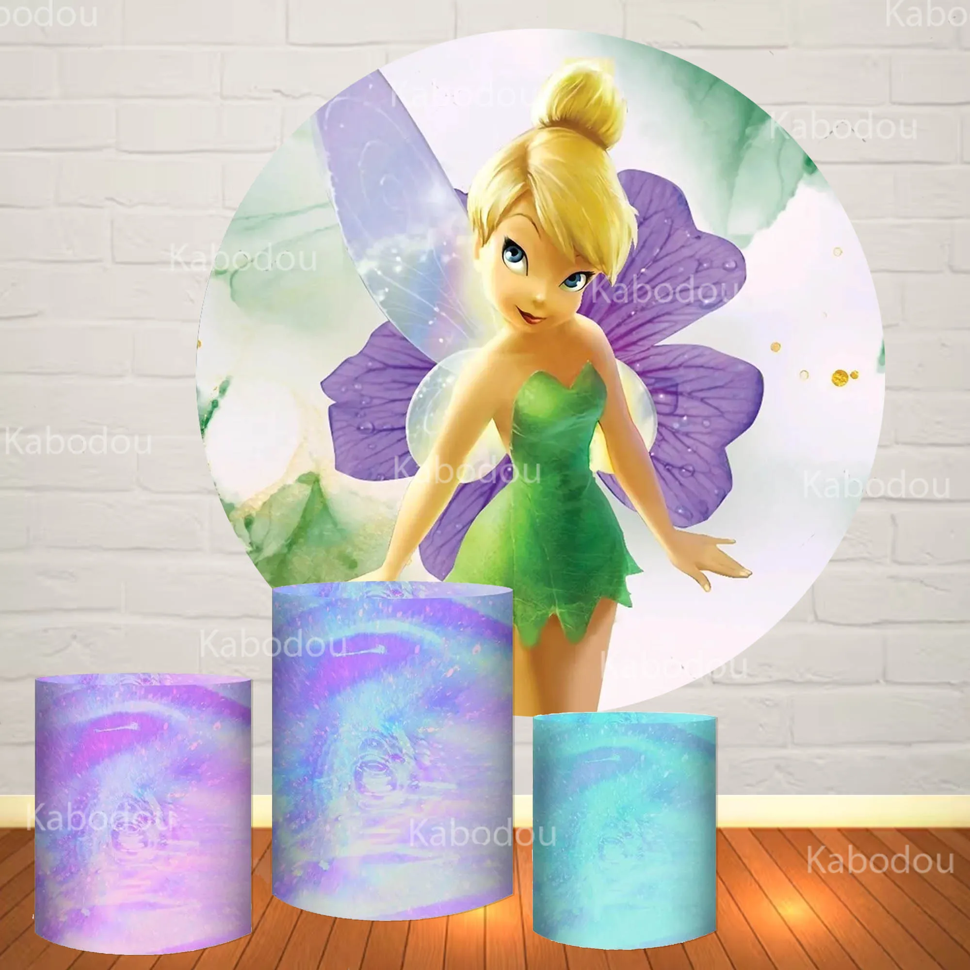 Tinker Bell Backdrop Round Girl Birthday Party Baby Shower Photography ...