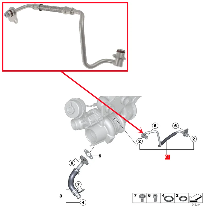 11428626652-Turbocharger-Oil-Return-Line-For-BMW-F20-F22-F23-F30-F31 ...