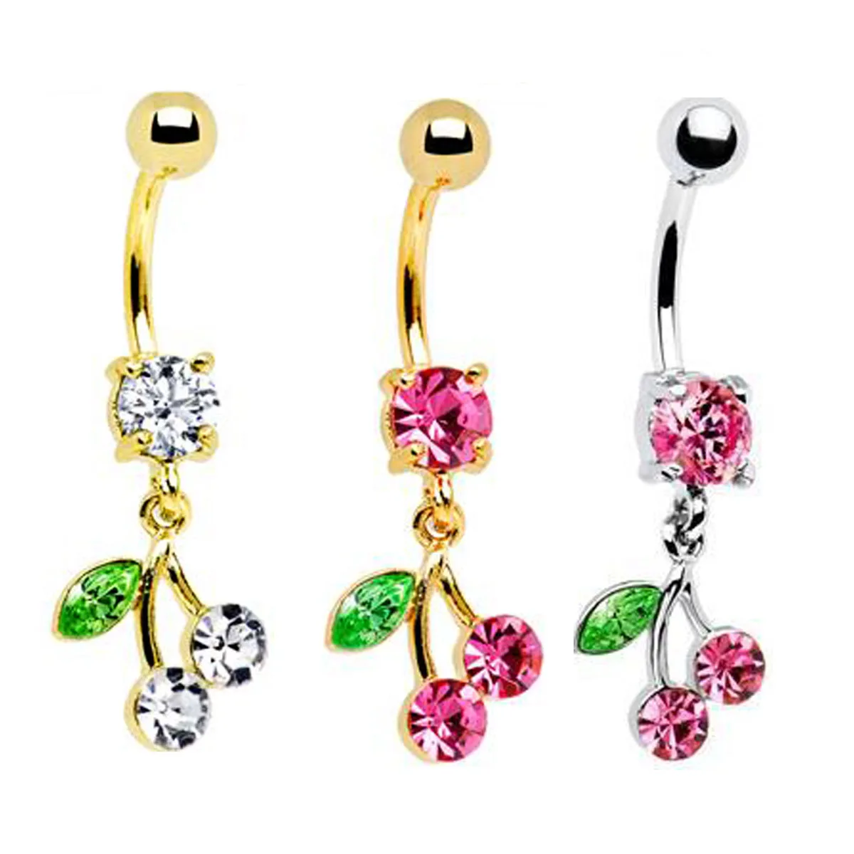 Cherry Navel Ring Fruit Pendant Belly Button Nail Piercings Navel ...