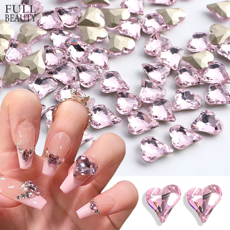 Pink Heart Nail Art Decoration 3d Acrylic Resin Rhinestones Jewelry ...