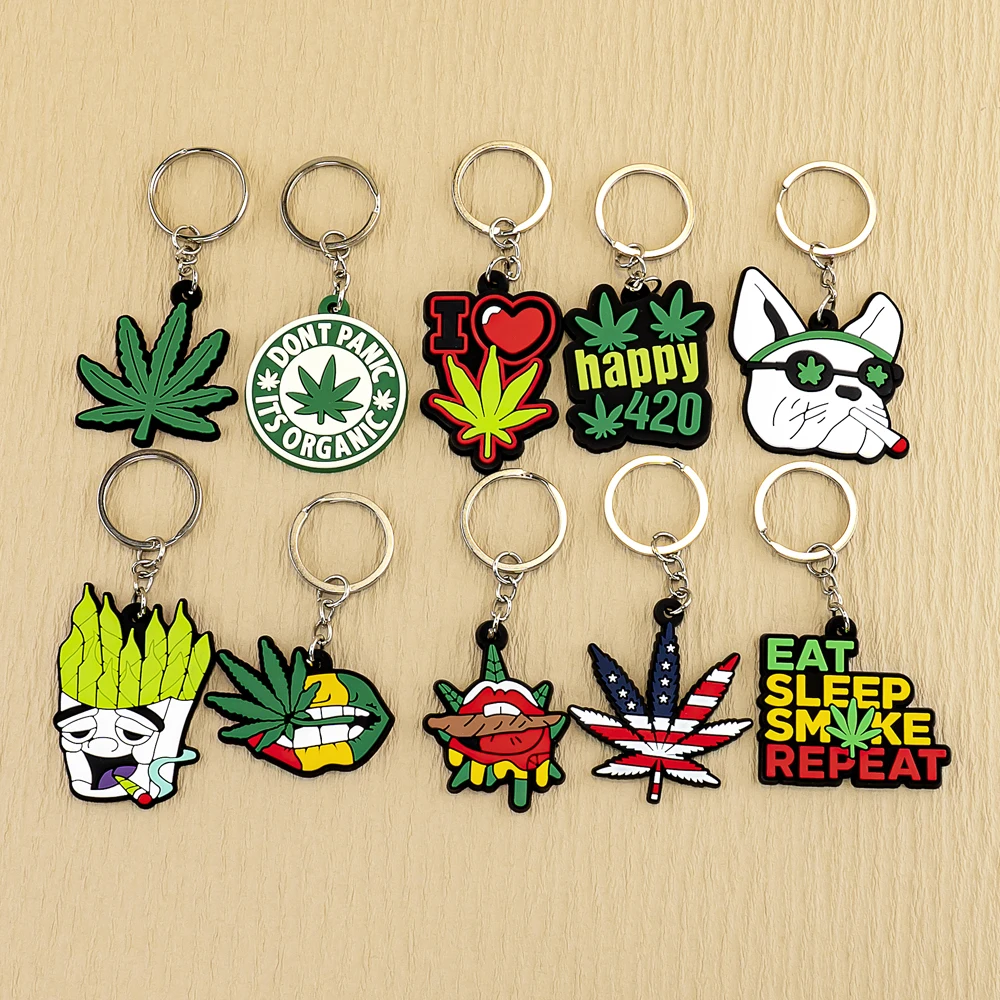 1PCS-PVC-Key-Chain-Green-Leaf-Fashion-Key-Charm-for-Car-Keys-Bag ...