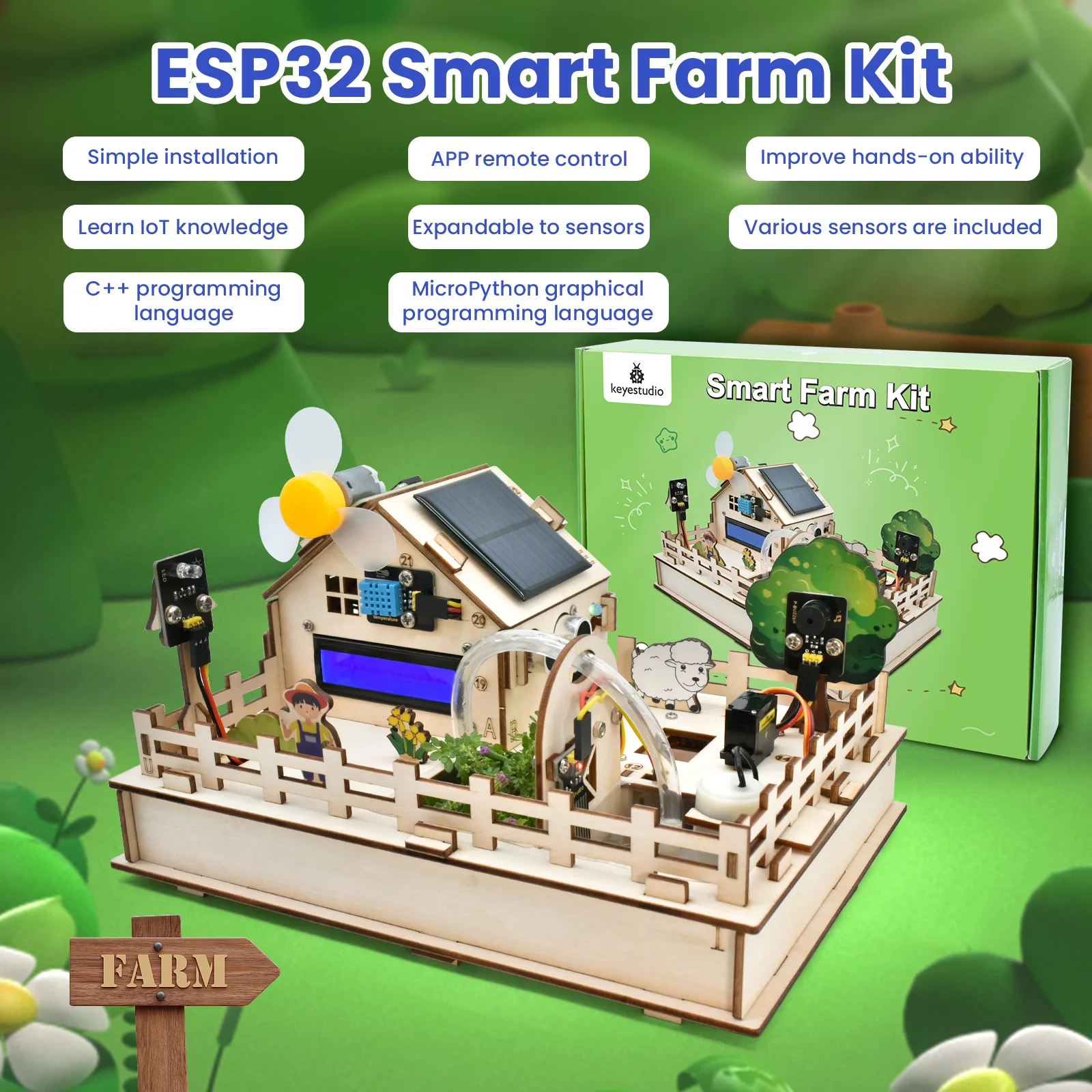 Keyestudio-ESP32-Smart-Farm-IOT-Starter-Kit-for-Arduino-ESP32-For-Scratch-3-0-Graphical ...