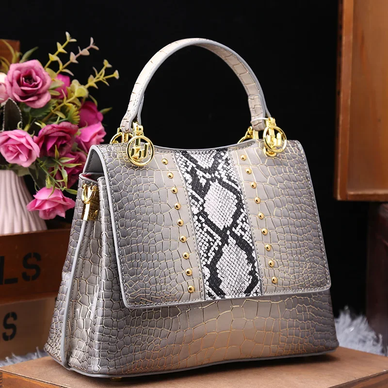 Fashionable-Women-s-Snake-Pattern-Handbag-High-end-Shiny-Leather ...