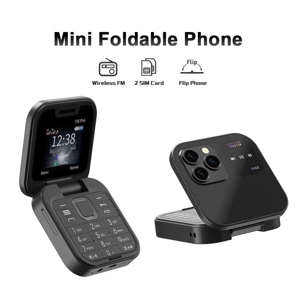New-i16-Pro-Small-Foldable-Mobile-Phone-Auto-Call-Record-Speed-Dial-FM ...