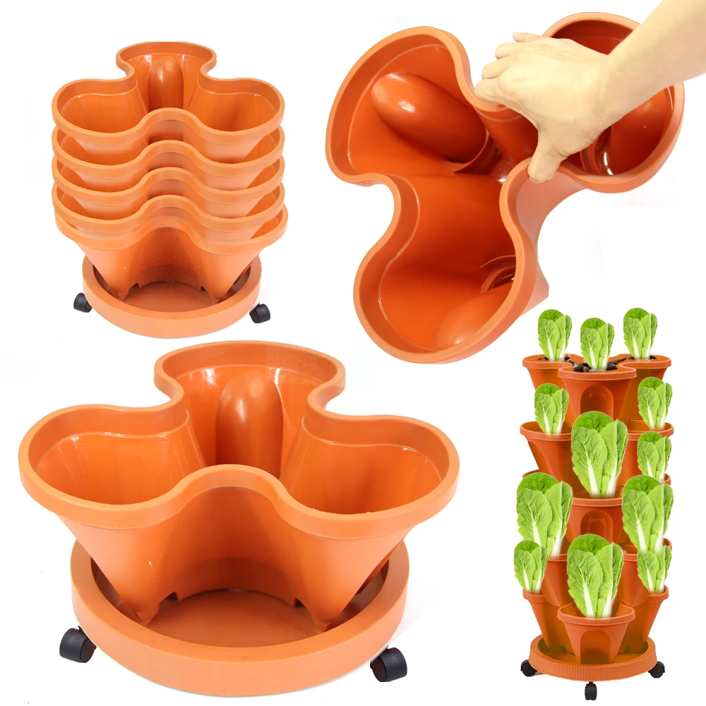 Stackable-Vertical-Flower-Pot-Plastic-Multi-layer-Garden-Planter-Tower ...