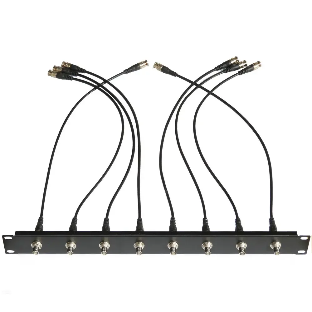 19" Rack Mount Kit 1U Front Panel 8 Hole Ports W/ 8 BNC 20"Cables and 8 ...