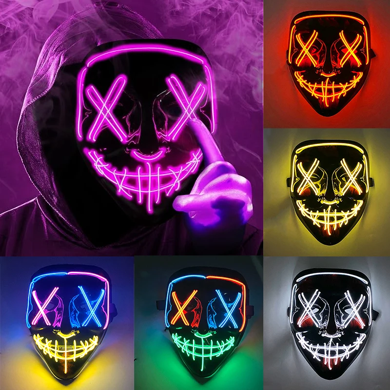2024-Halloween-Wireless-Rave-Mask-Decor-Luminous-LED-Purge-Mask-Neon ...
