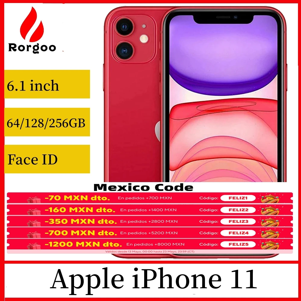 Original unlocked Apple iPhone 11 64GB/128GB/256GB 3110mAh dual 12MP camera A13 6.1 inch LCD IOS ...