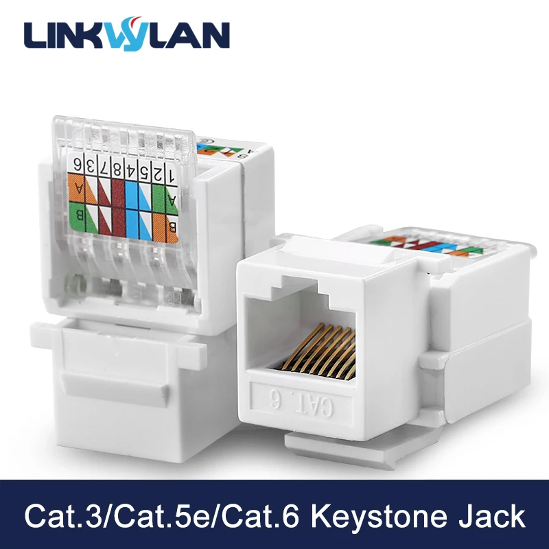 Linkwylan-6pcs-RJ11-RJ45-Toolless-Cat3-Cat5e-Cat6-Keystone-Jack-No-Punch-Down-Tool-Required ...