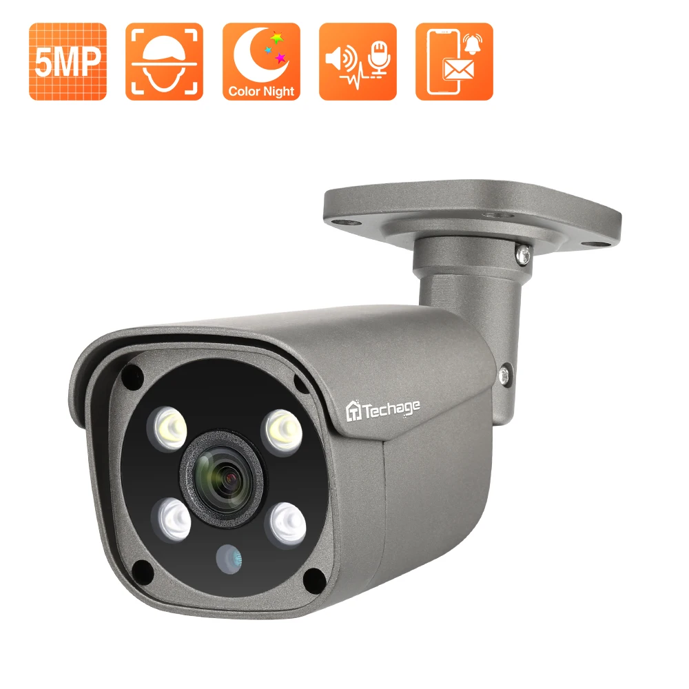 Techage H.265 5mp Poe Ip Camera Outdoor Waterproof Video Recording ...