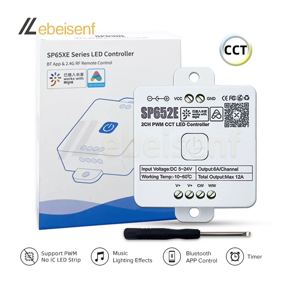Smart-SP652E-2CH-PWM-CCT-LED-Controller-Bluetooth-Music-APP-Group-DC-5V ...