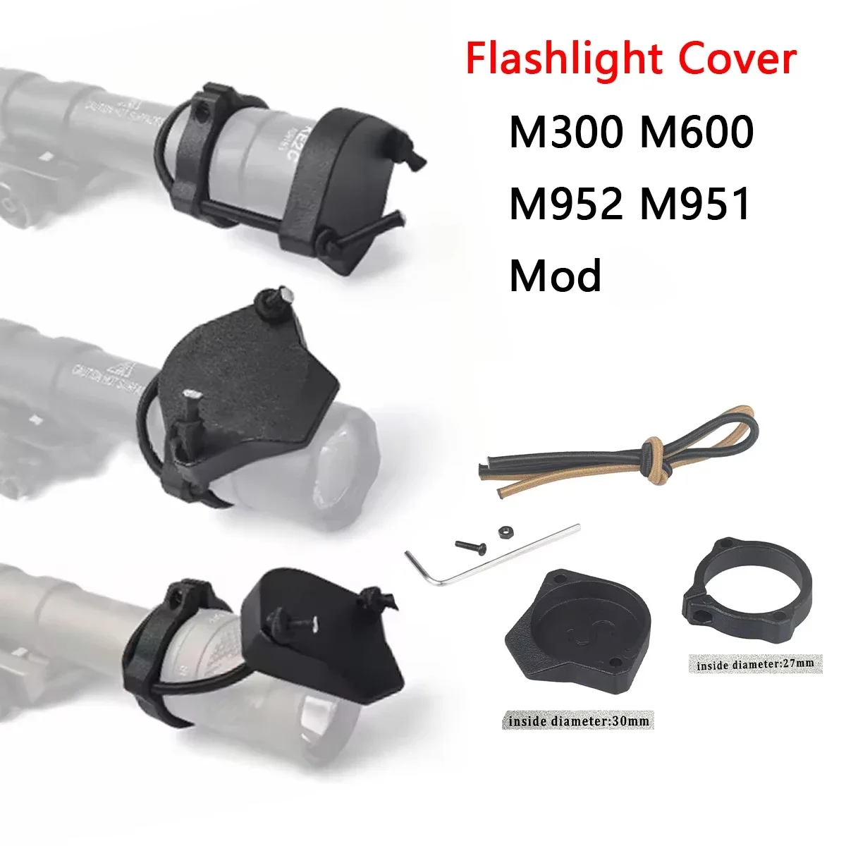Flashlight Protective Cover Weapons Light Front Lens Cap M300 M600 M952 ...