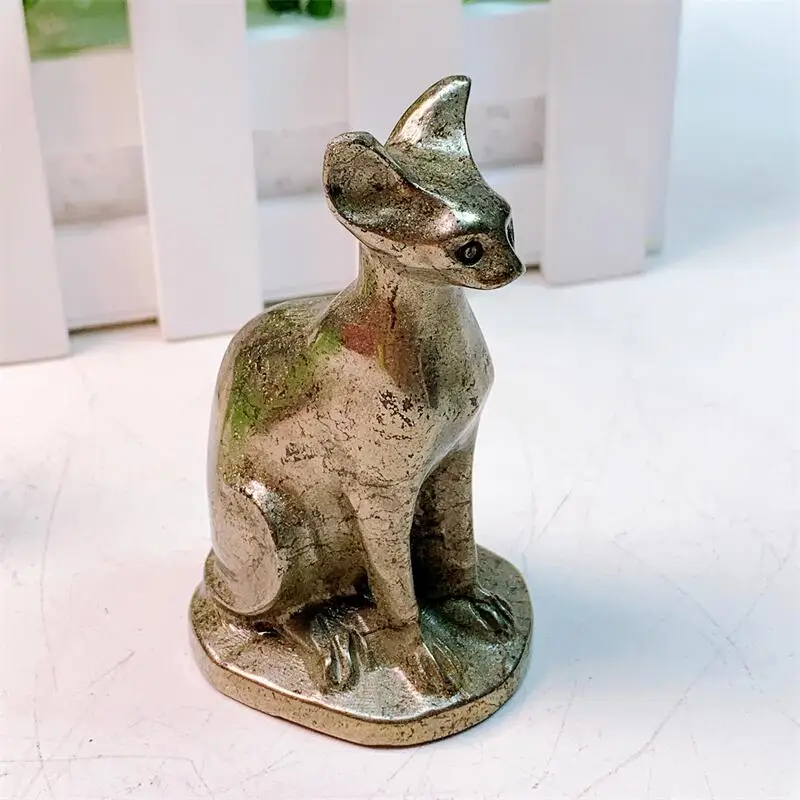 7-5CM-Natural-Pyrite-Egyptian-Cat-Crystal-Animal-Powerful-Statue ...