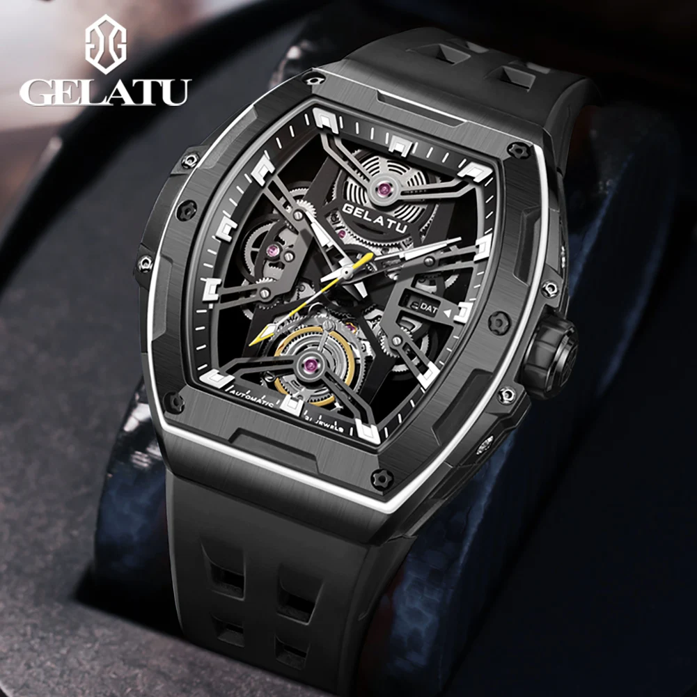 GELATU-Original-Brand-Luxury-Watch-for-Men-Automatic-Mechanical-Tonneau-Waterproof-Silicone ...