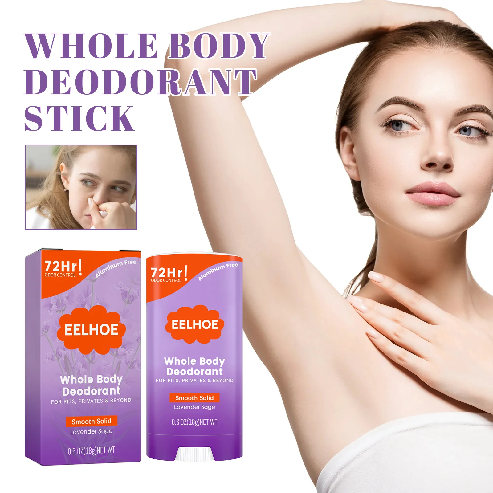 EELHOE Body Care Stick Full Body Deodorant Smooth Solid Stick 72 Hour ...