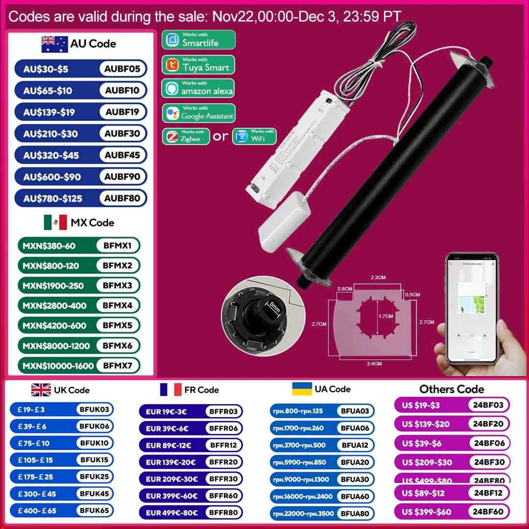 LifeLibero-Tuya-WiFi-or-ZigBee-Smart-Curtains-Electric-Blind-Motor ...