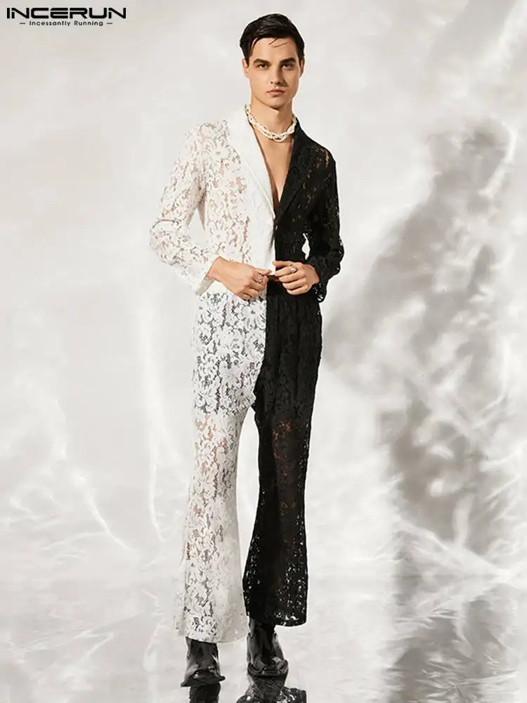 Incerun-Conjunto-de-camisa-e-cal-a-masculina-sem-encosto-com-renda ...