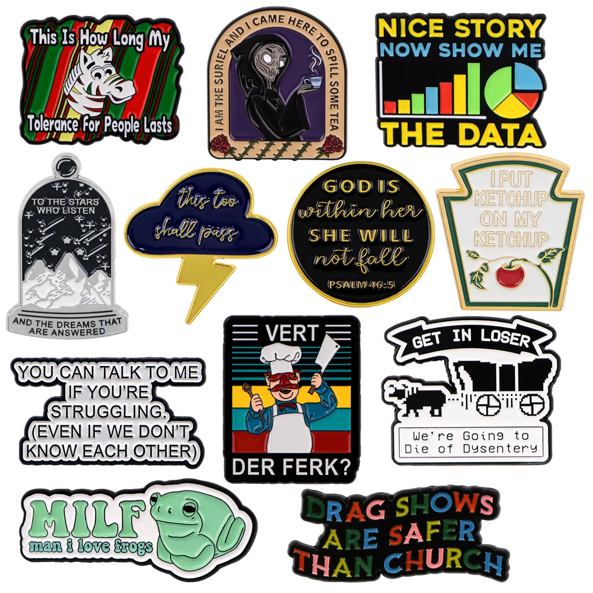 Phrase Word Enamel Pin Brooches For Women Lapel Pins Badge on Backpack ...