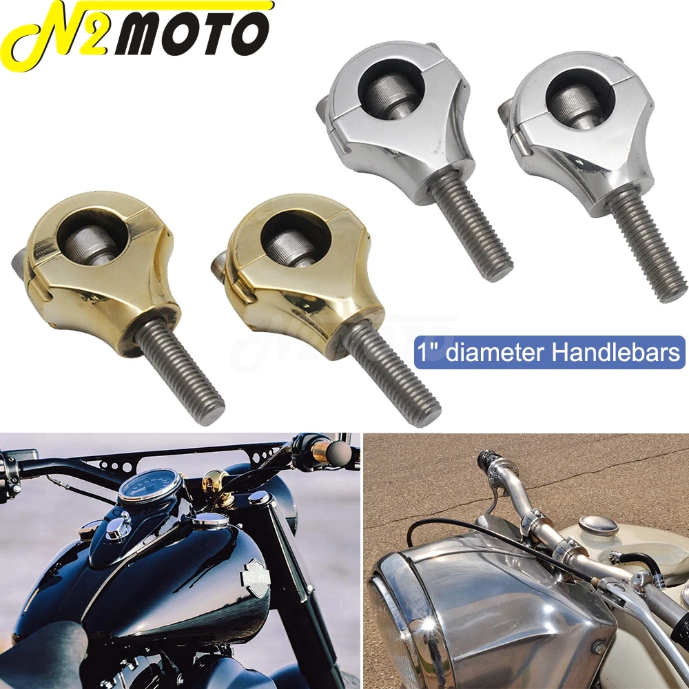 Vintage Brass Motorcycle 1'' Handlebar Riser Retro 25mm Bar Mount Clamp ...
