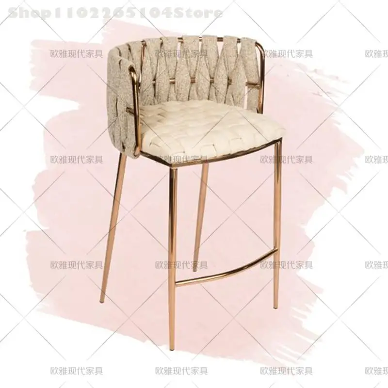 Light-Luxury-Stainless-Steel-High-Chair-Nordic-Bar-Chair-High-Stool ...