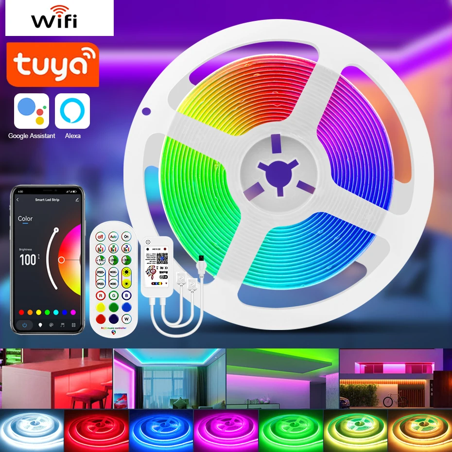 Smart-Tuya-WiFi-RGB-COB-Led-Strip-Lights-2M-5M-10M-840LEDs-m-Bluetooth ...