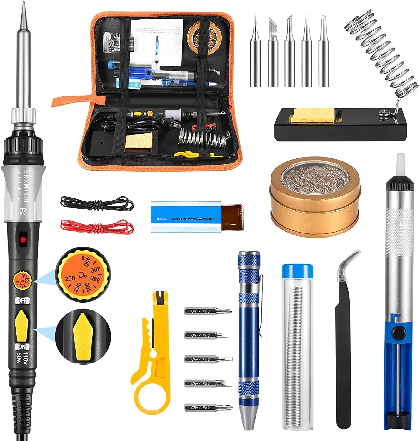 60W Soldering Iron Digital Solder Set Desoldering Pump Solder Heat ...