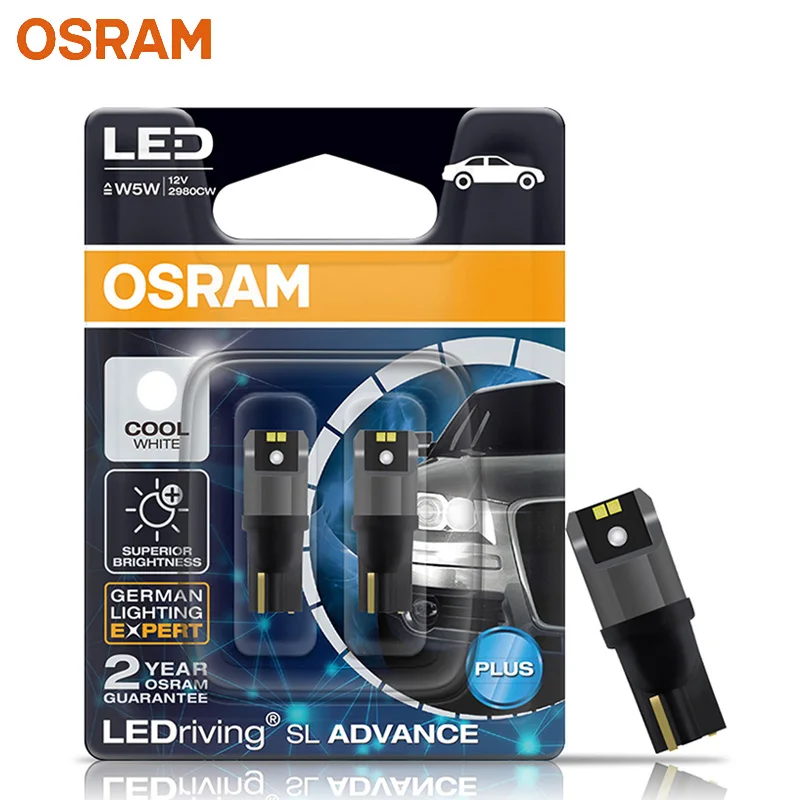 OSRAM LED T10 6000K W5W 194 LEDriving SL Advance 6000K White Car Reading Bulbs Door Lamps ...